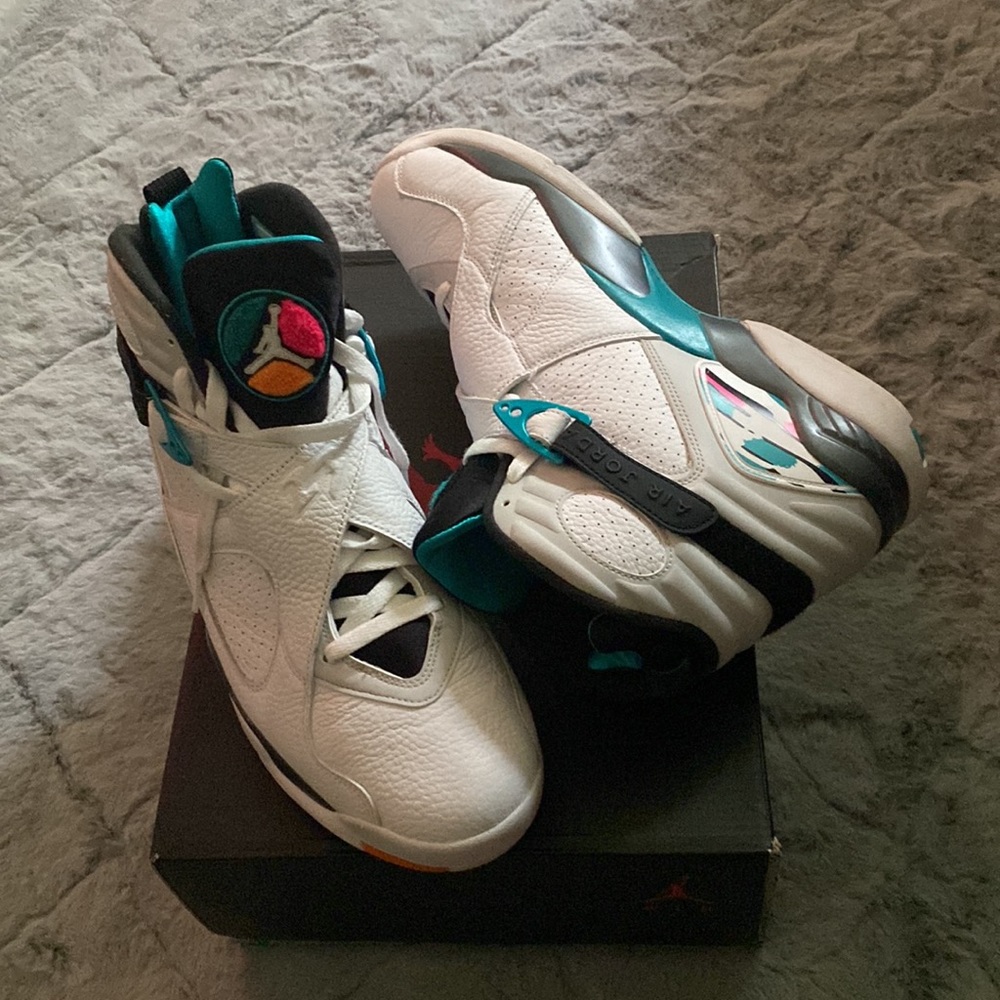Air Jordan 8 White And Teal - Gem